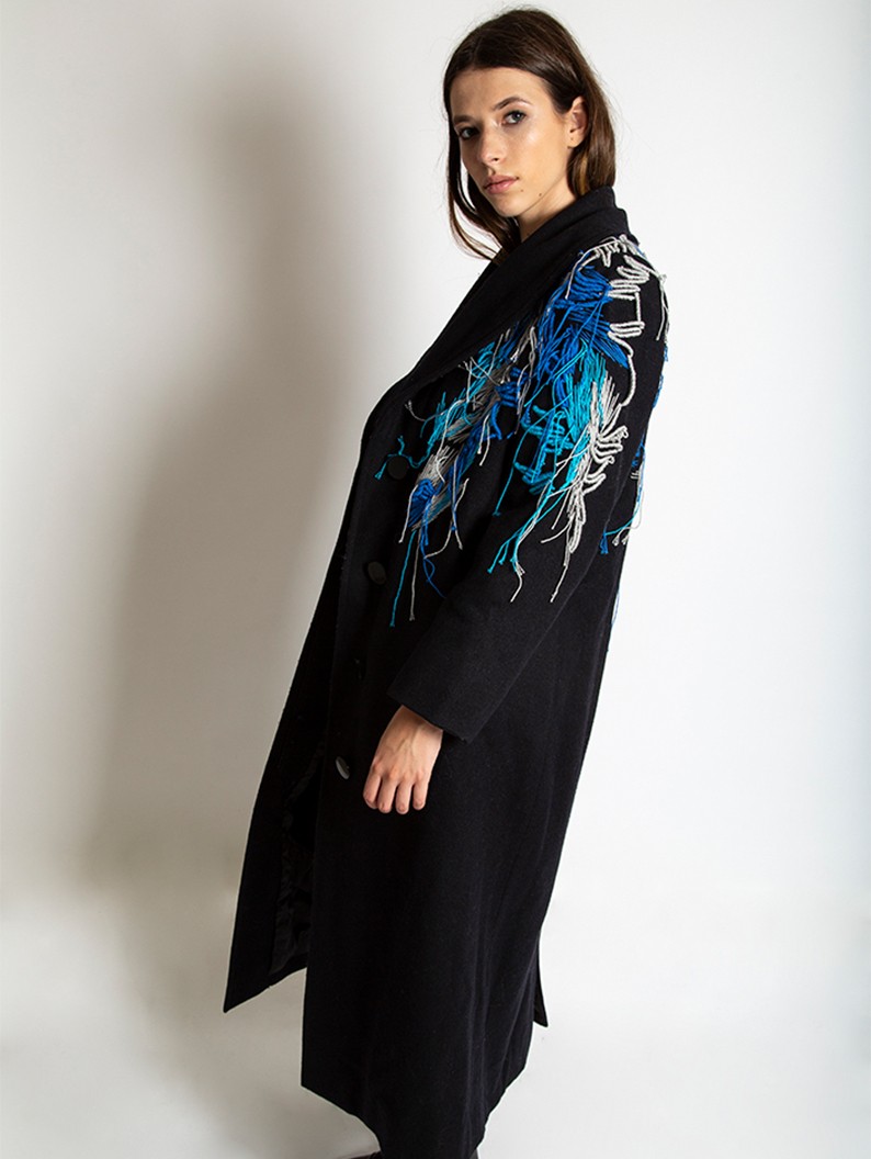 Hand-embroidered Wool Coat